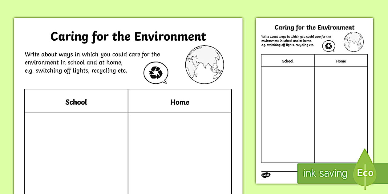 Taking Care of the Environment Worksheet - Twinkl Resources