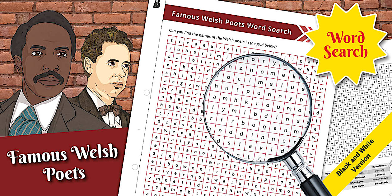 Famous Welsh Poets Wordsearch