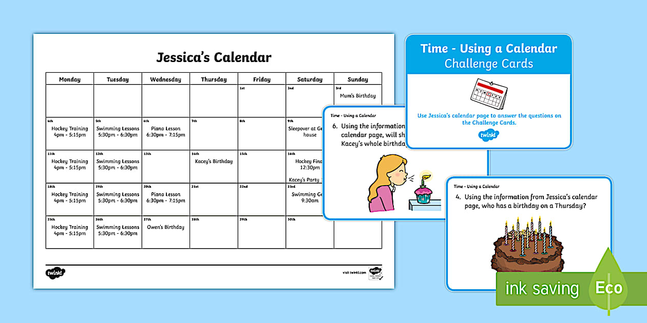 Calendar Flashcards - CfE Numeracy and Mathematics - Twinkl