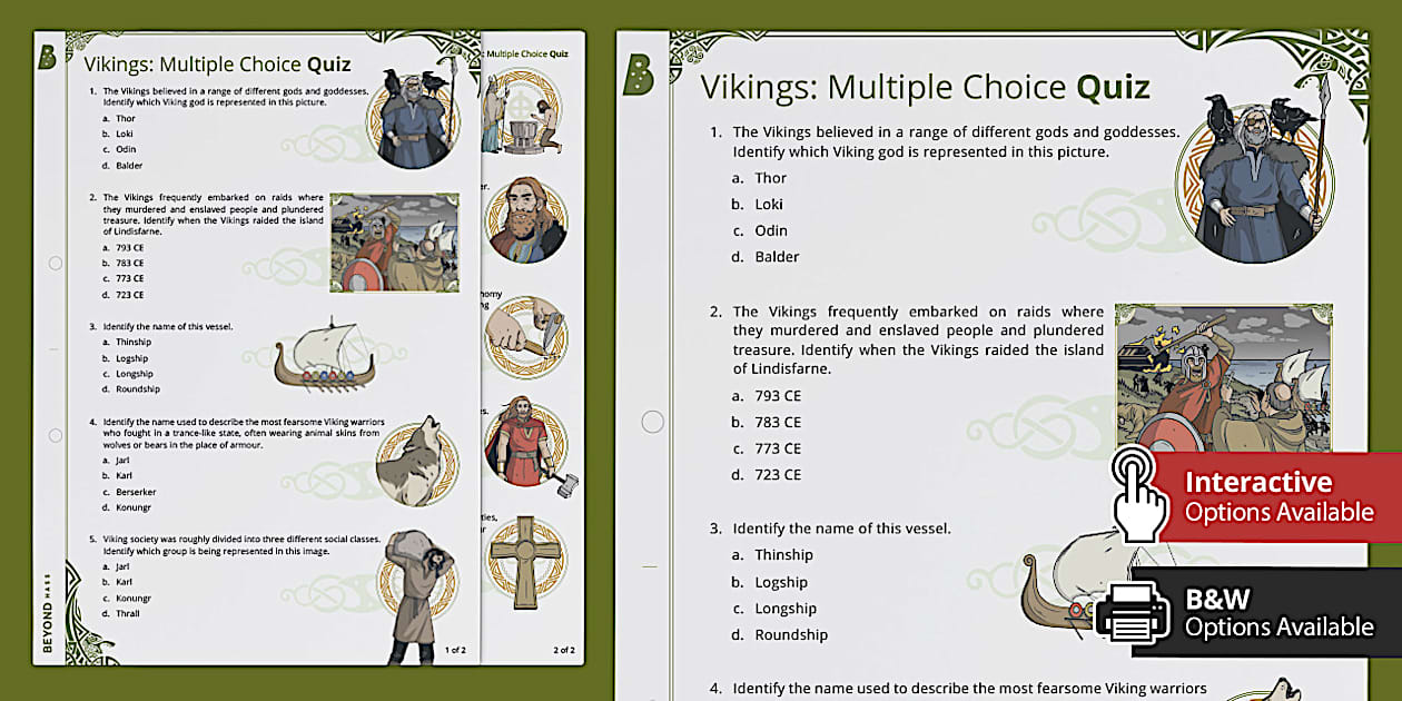 Vikings: Multiple Choice Quiz (teacher made) - Twinkl