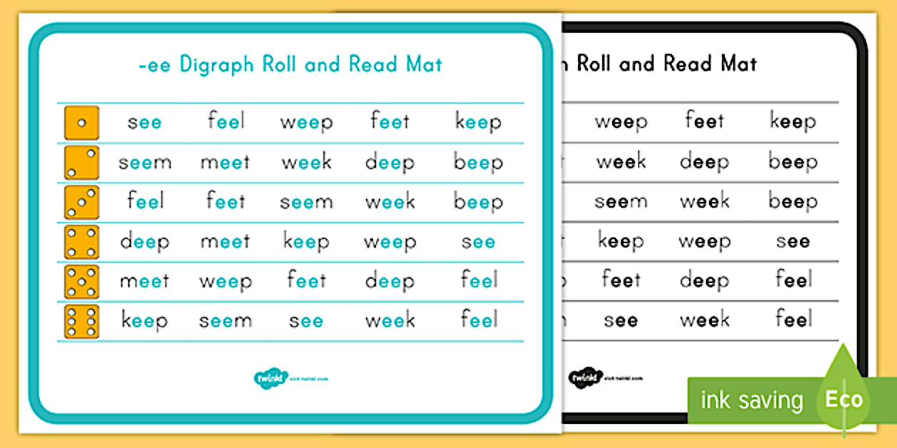 -ee Digraph Roll and Read Mat (teacher made) - Twinkl