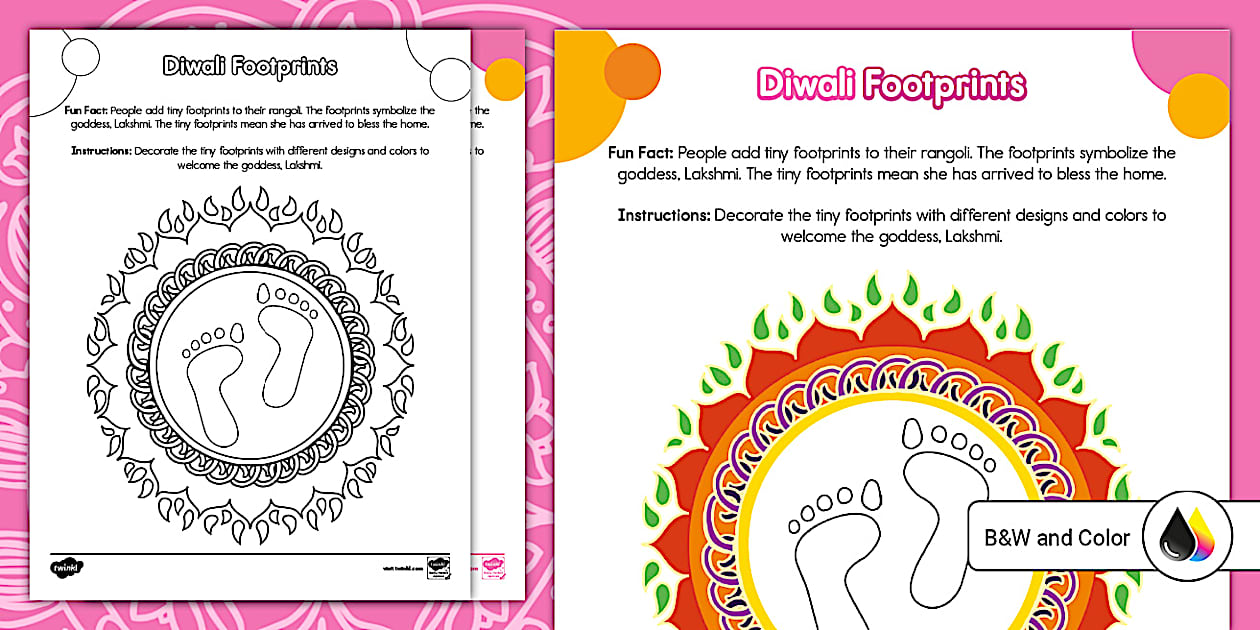 Diwali Footprints Worksheet | Art & Culture | Twinkl USA