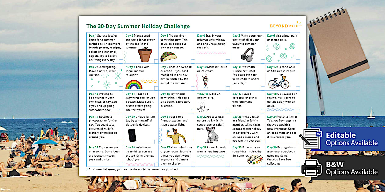 30-Day Summer Holiday Challenge (teacher made) - Twinkl