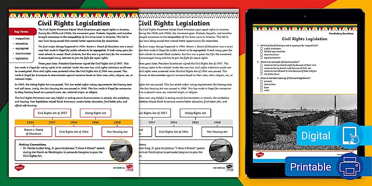 Civil Rights Questions | Social Studies | Twinkl USA