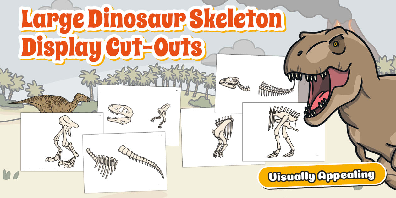 * NEW * Large Dinosaur Skeleton Display Cut-Out - Twinkl - KS1