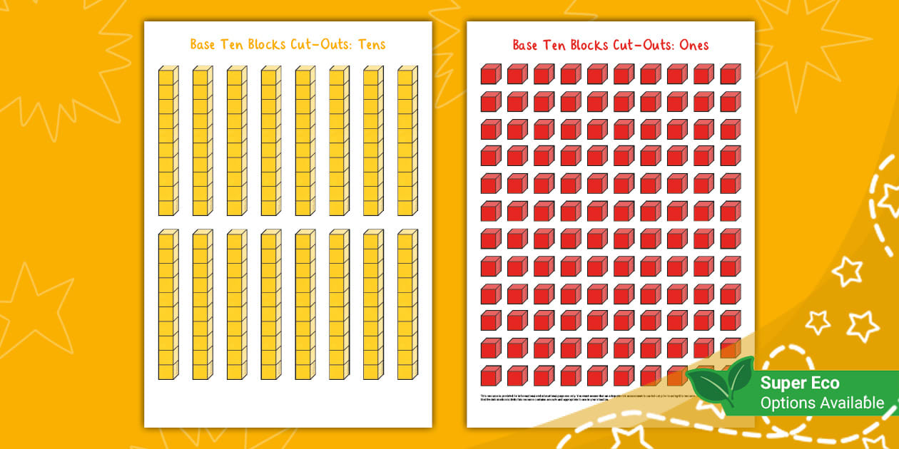 👉 Base Ten Blocks Cut-Outs: Tens and Ones (teacher made)