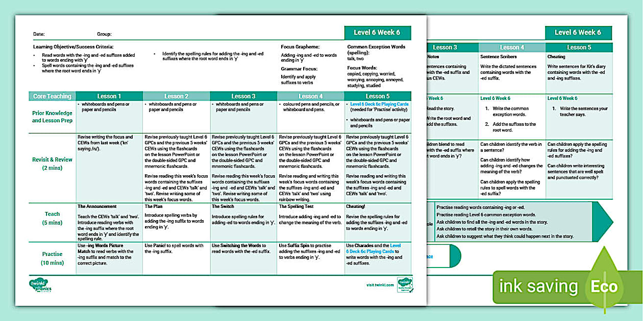 Twinkl Phonics Level 6 Week 6 Weekly Plans - Twinkl