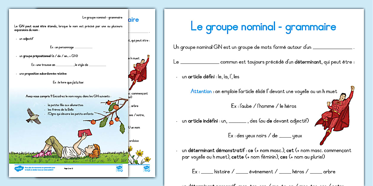 #7022950 - Le groupe nominal - grammaire - Twinkl