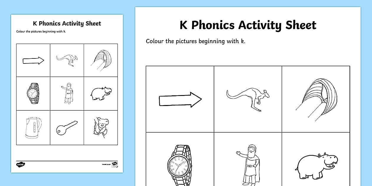 Phonics 'k' Sound | Colouring Worksheet | Primary Resources
