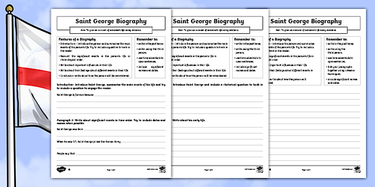 KS2 St. George's Day: Saint George Biography Writing Frame Differentiated