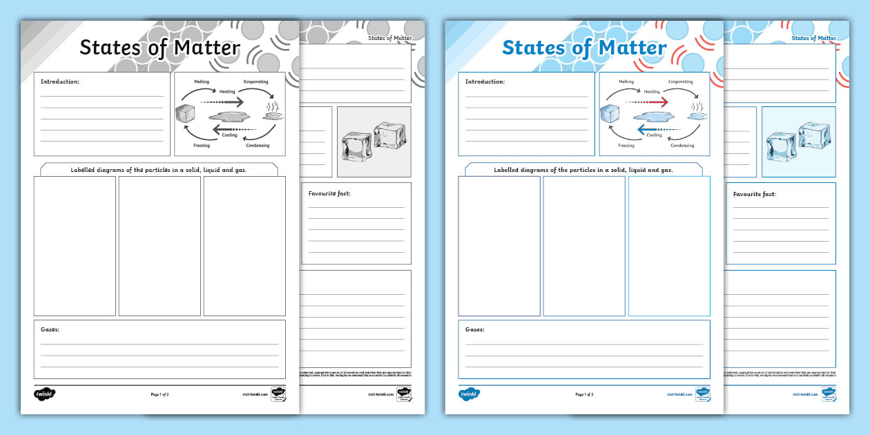 States of Matter Non-Chronological Report Template