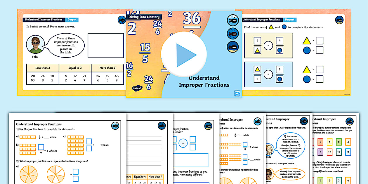 👉 Y4 DiM: Step 6 Understand Improper Fractions Teaching Pack