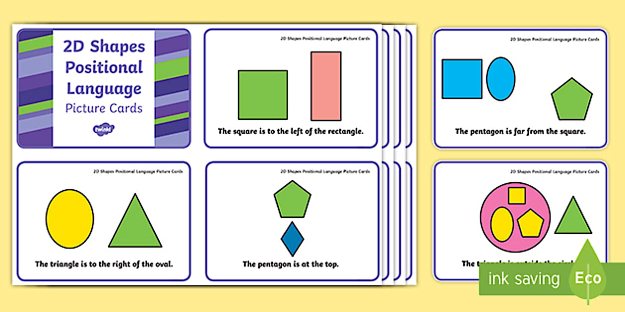 2D Shapes Positional Language Picture Cards (teacher made)
