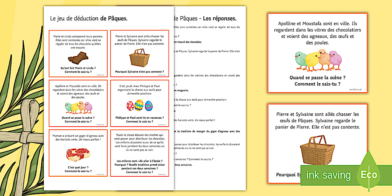 Easter Inference Reading Activity French (Teacher-Made)