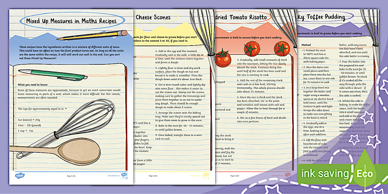 👉 Mixed Up Measures in Maths Recipes (Ages 7 - 11)