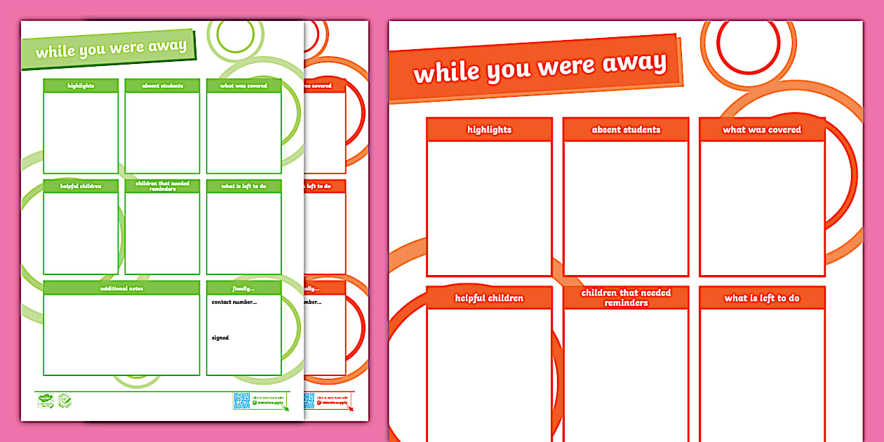 While You Were Away Supply Teacher Sheet (teacher made)