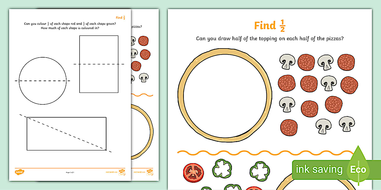 Editable Find a Half Worksheet (Teacher-Made) - Twinkl