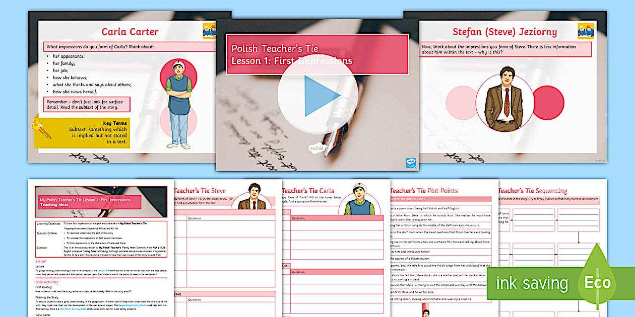 GCSE Lesson Pack to Support Teaching On 'My Polish Teacher's Tie' by Helen