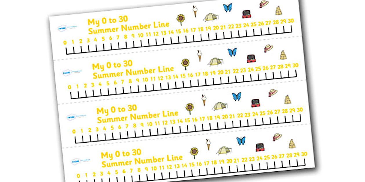 Summer Number Line (0-30) (teacher made) - Twinkl