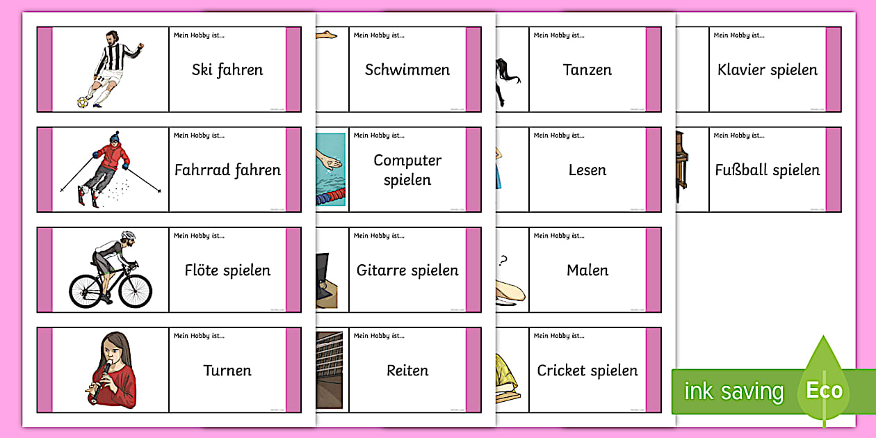 Hobbies Loop Cards German - Twinkl