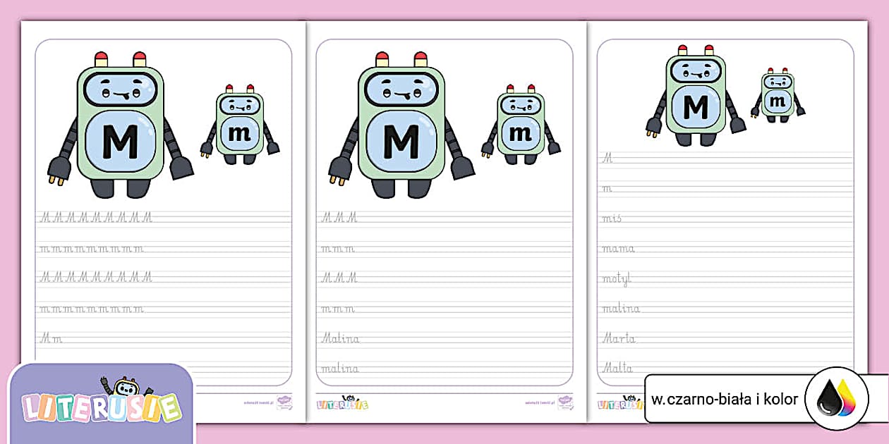 Literuś M uczy pisać literkę M | Nauka pisania - Twinkl