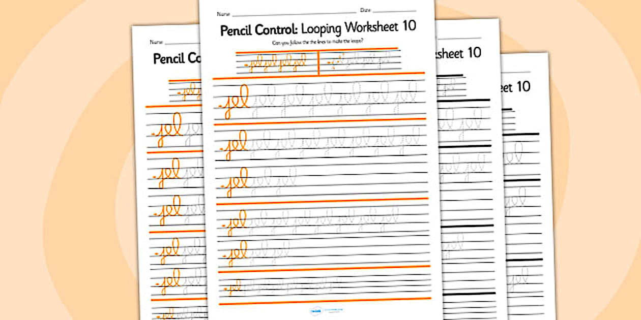 Black and White Pencil Control Looping Worksheet 10 - Twinkl