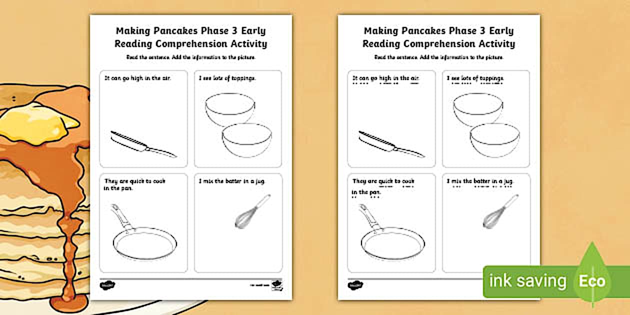 Making Pancakes Phase 3 Early Reading Comprehension Activity