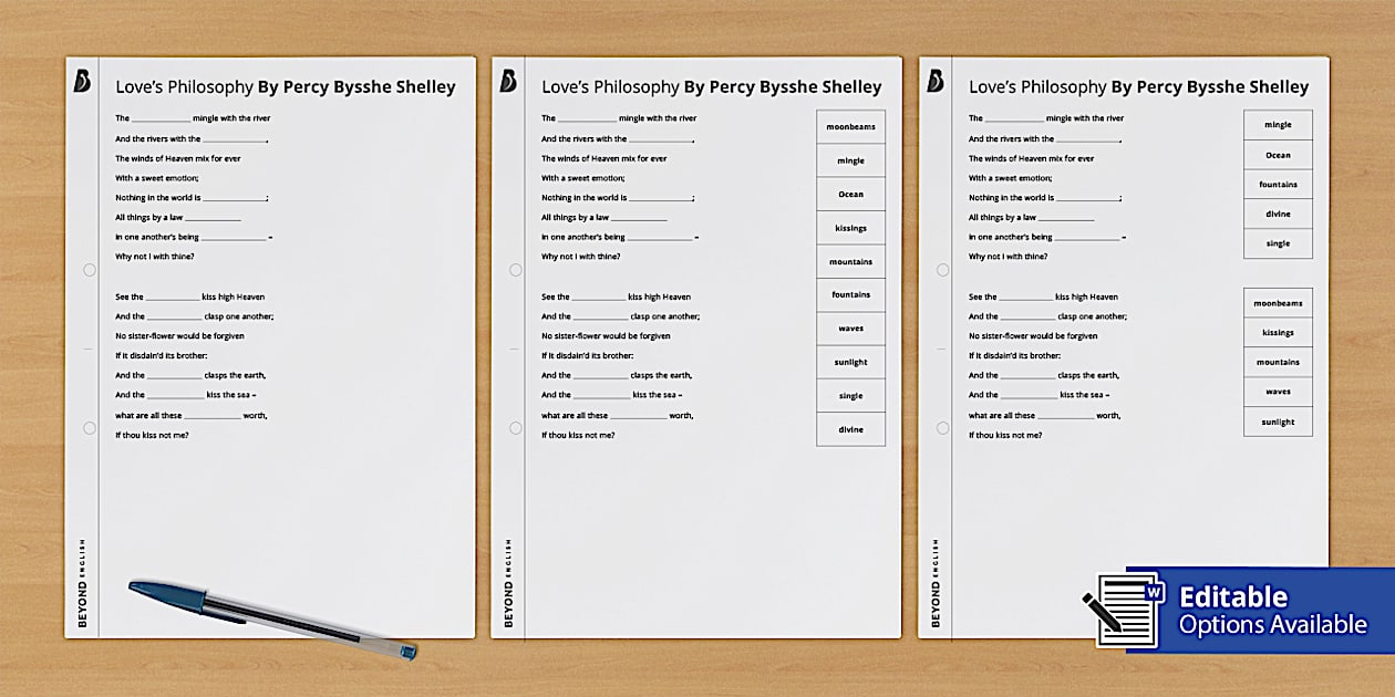 Love's Philosophy Cloze Activity (teacher made) - Twinkl