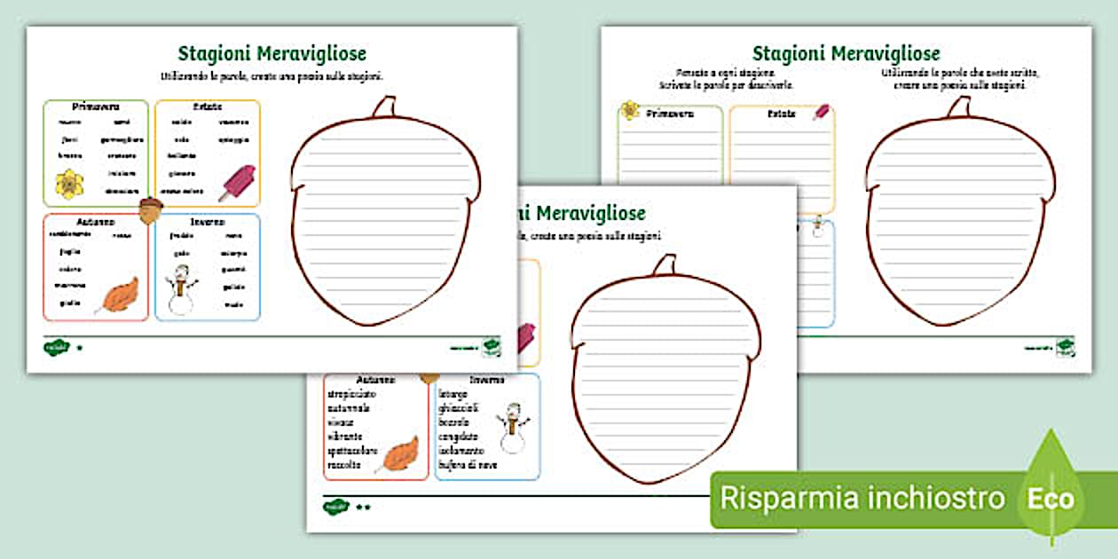 Crea il tuo calligramma: Stagioni (Hecho por educadores)