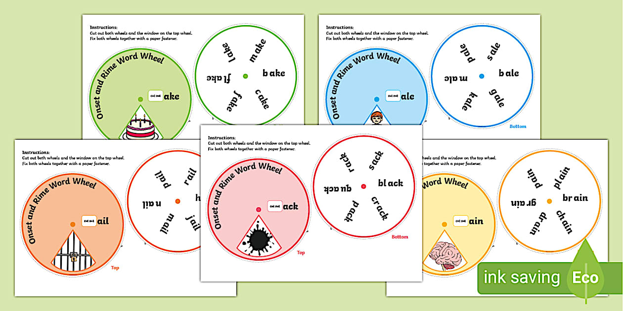 Onset and Rime Word Wheels (teacher made) - Twinkl
