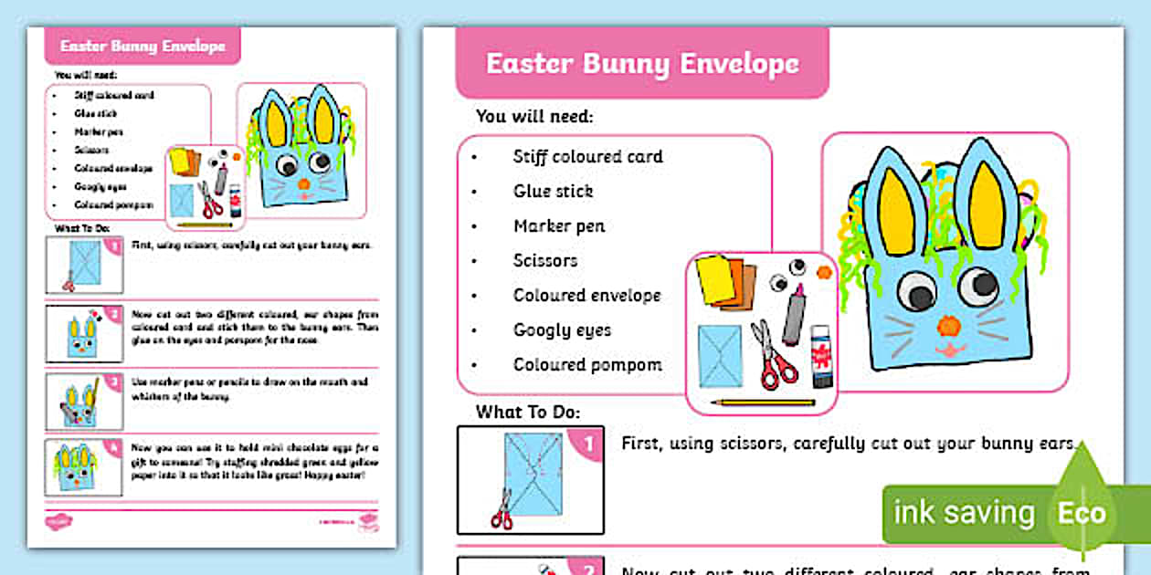 Easter Bunny Craft Envelope Instructions - Twinkl