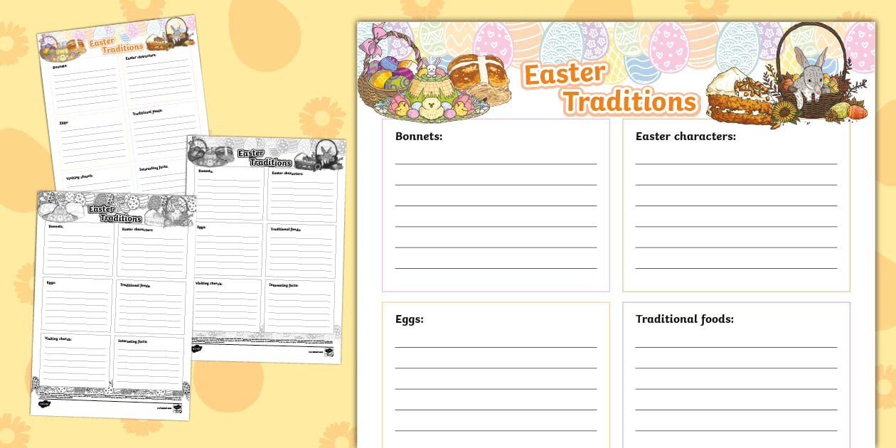 KS2 Easter Traditions Fact File Template - Twinkl