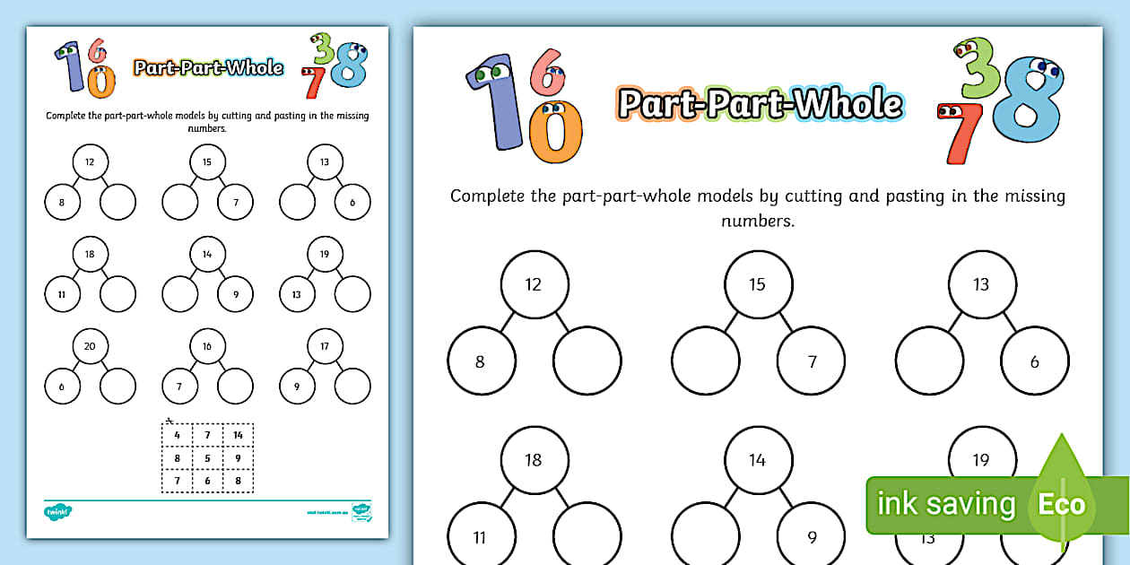 Part-Part-Whole Cut and Paste (teacher made) - Twinkl
