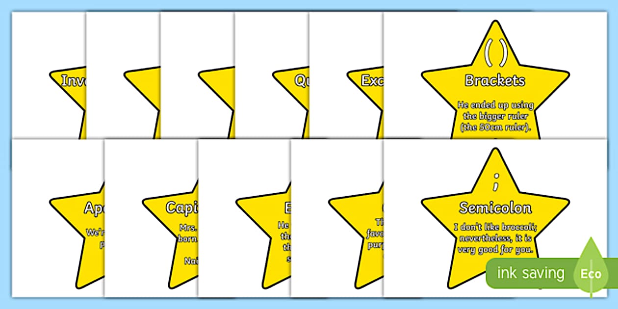 Punctuation on Stars (teacher made) - Twinkl