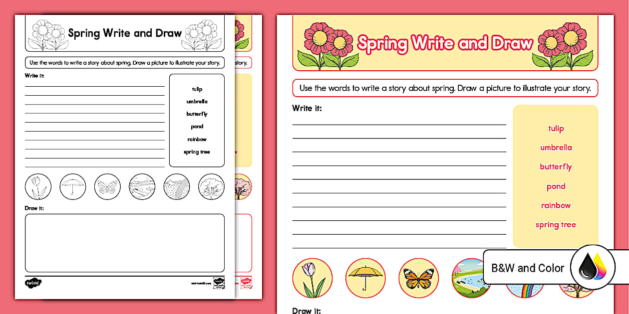 First Grade Spring Write and Draw Worksheet (Teacher-Made)
