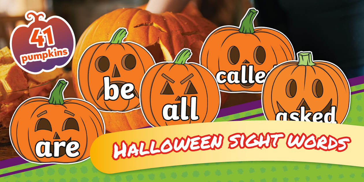 * NEW * Tricky Words on Pumpkins Halloween Posters - Twinkl