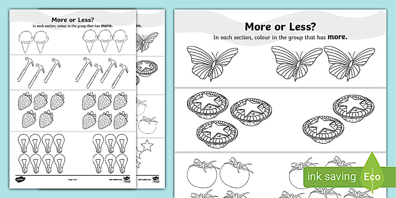 More or Less Colouring Activity - More Or Less Colouring Activity