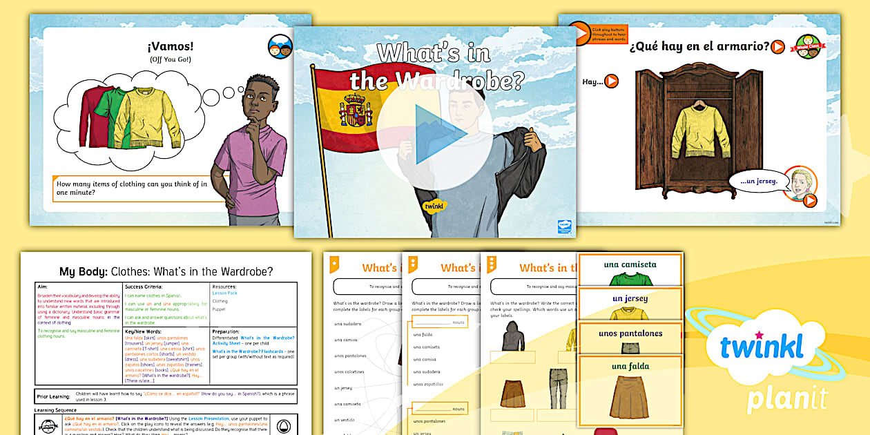 Spanish: My Body: What's in the Wardrobe? Year 3 Lesson Pack 5