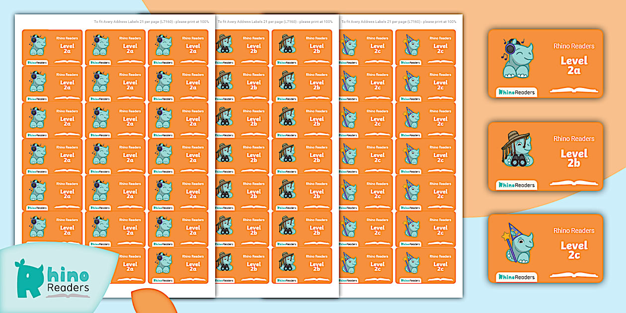 Rhino Readers Level 2 Book Cover Labels