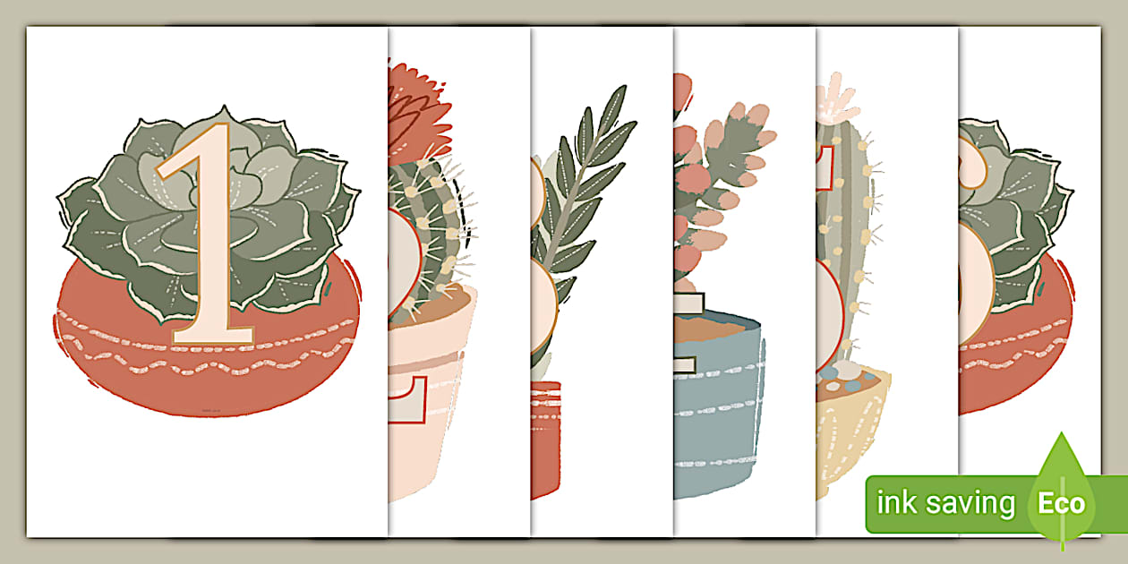 👉 Succulents-Themed Numbers 0-30 Display Cut-Outs - Twinkl