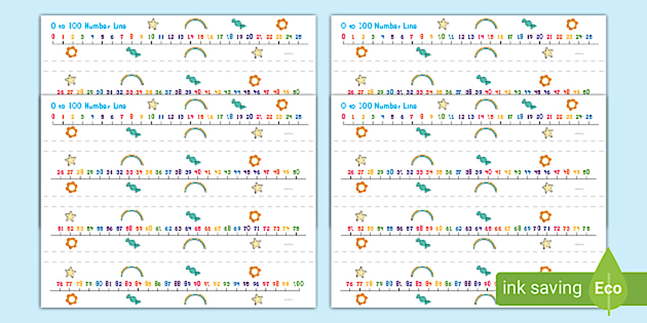 0 - 100 Number Line Template - Math Teaching Resources