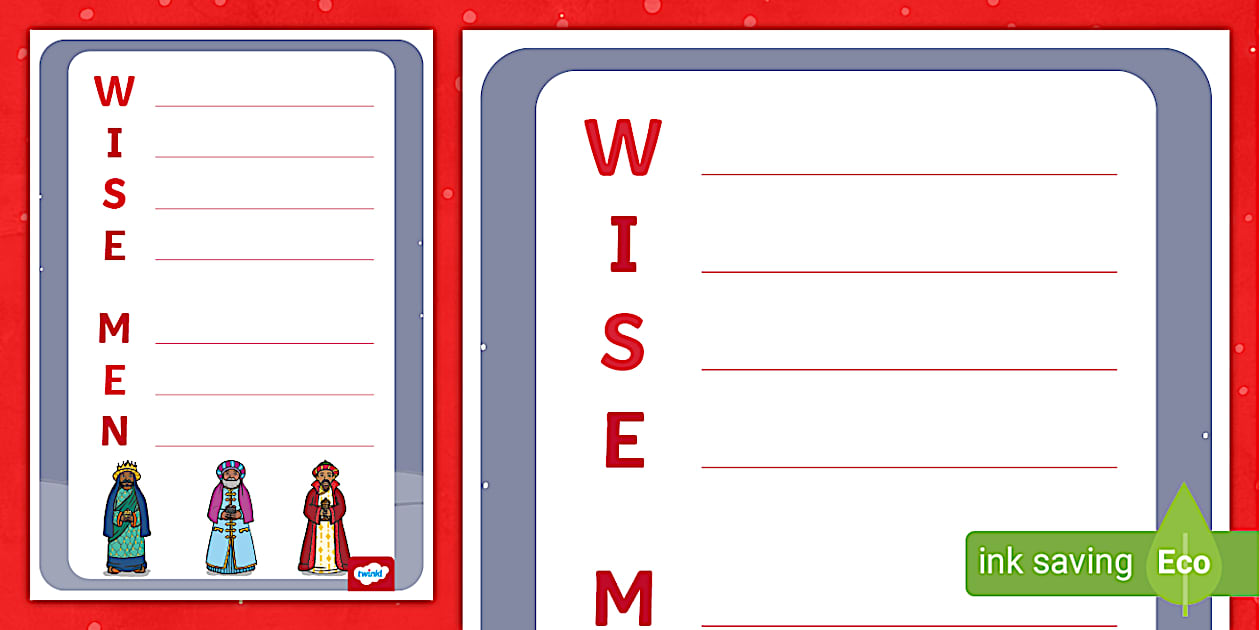 Wise Men Acrostic Poem Template (teacher made) - Twinkl