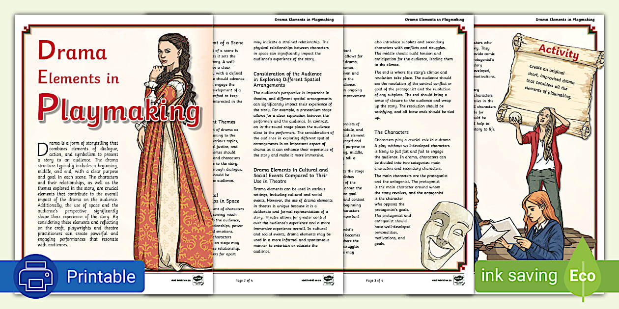 Drama Elements in Playmaking (Teacher-Made) - Twinkl