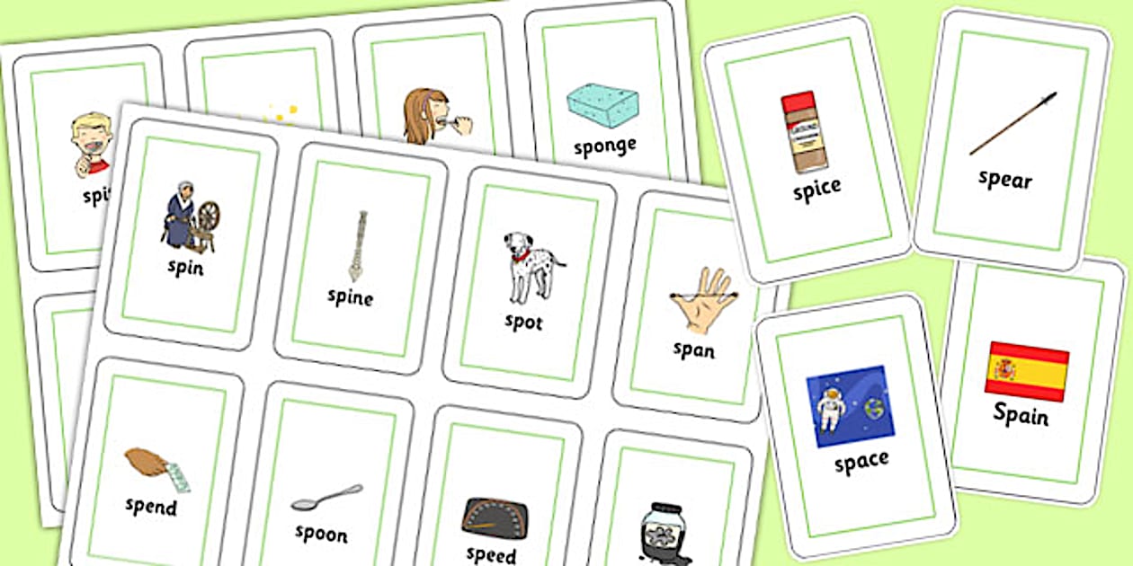 ‘sp’ Phonics Blend Flash Cards Resource | Easy to Print.