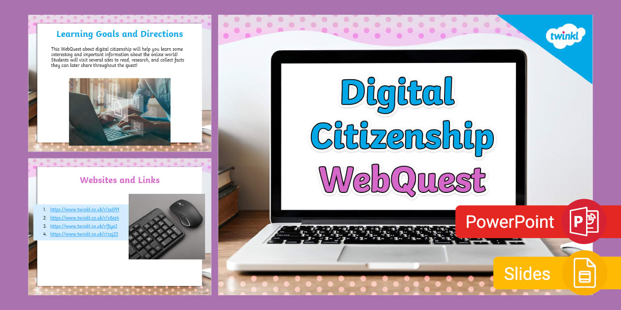 Digital Citizenship WebQuest PowerPoint & Google Slides for 3rd-5th Grade