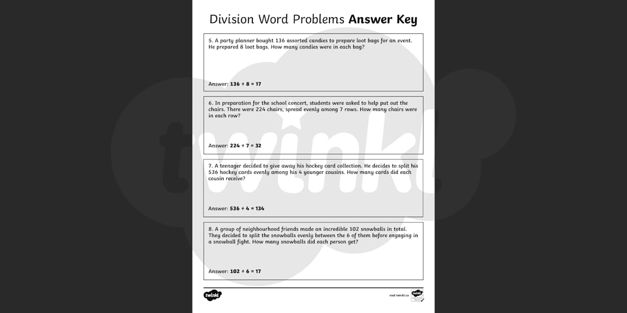 division worksheet answer key