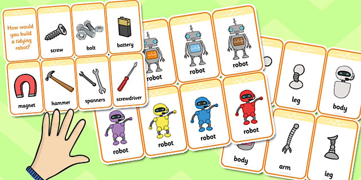 Editable Robot Themed Flashcards - Twinkl