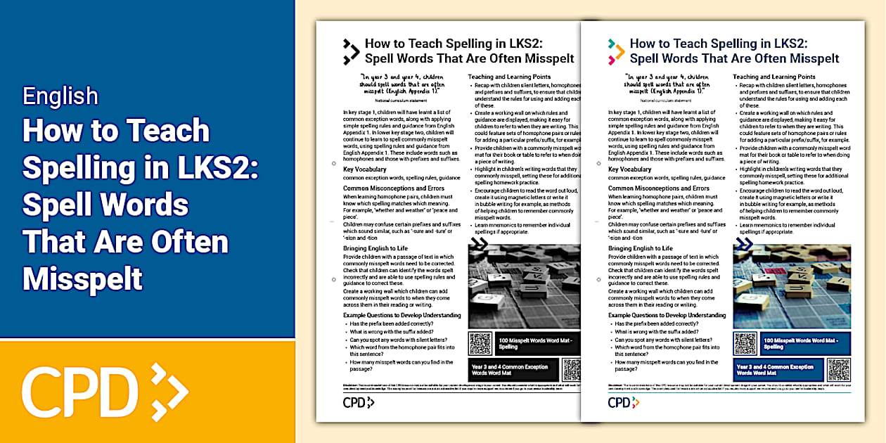 How to Teach Spelling in Lower Key Stage Two: Spell Words That Are Often