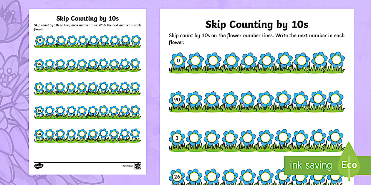 SA Mother's Day Skip Counting by 10s Worksheet - Twinkl