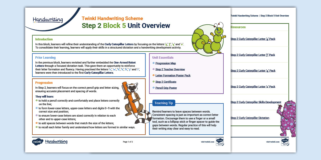Twinkl Handwriting Scheme: Step 2 Block 5 Teacher Overview